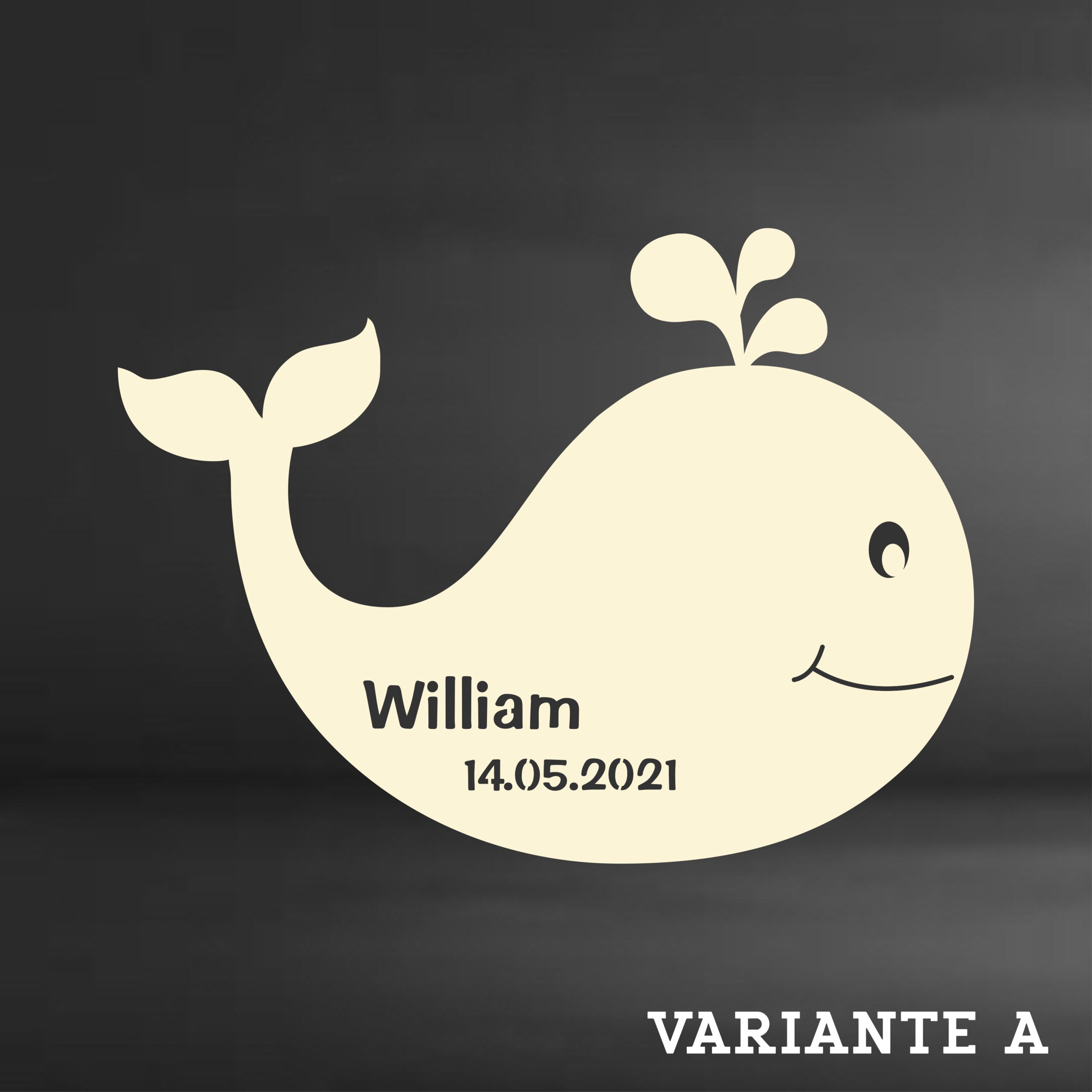 personalisiertes Namensschild "Wal Boy" - Memoria 3D