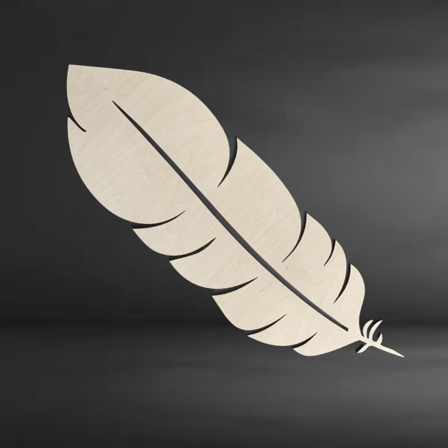 Wanddeko Holz "Feder" - Holzdeko von Memoria 3D